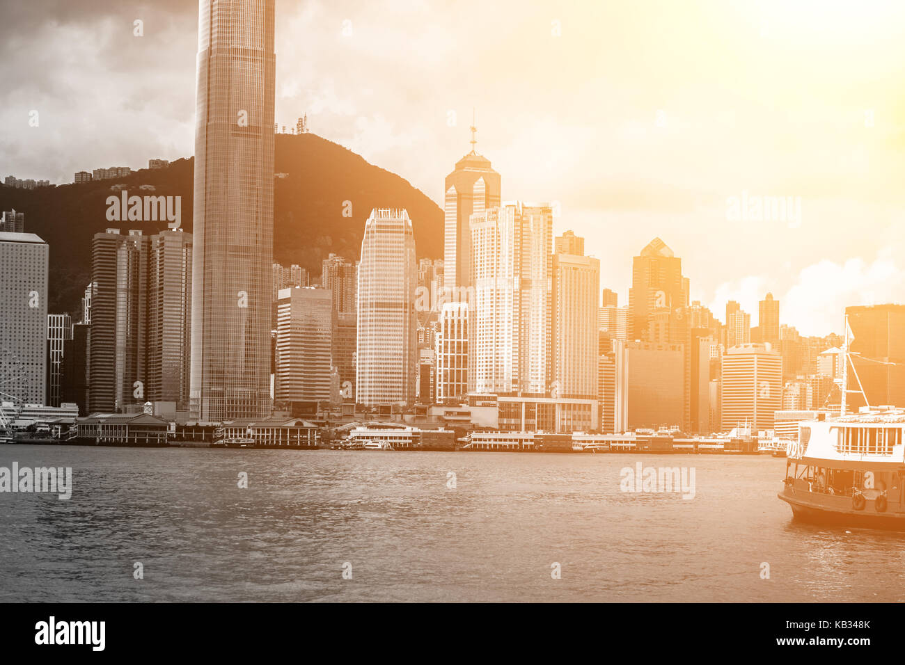 hong kong harbour view with sunlight Stock Photo - Alamy