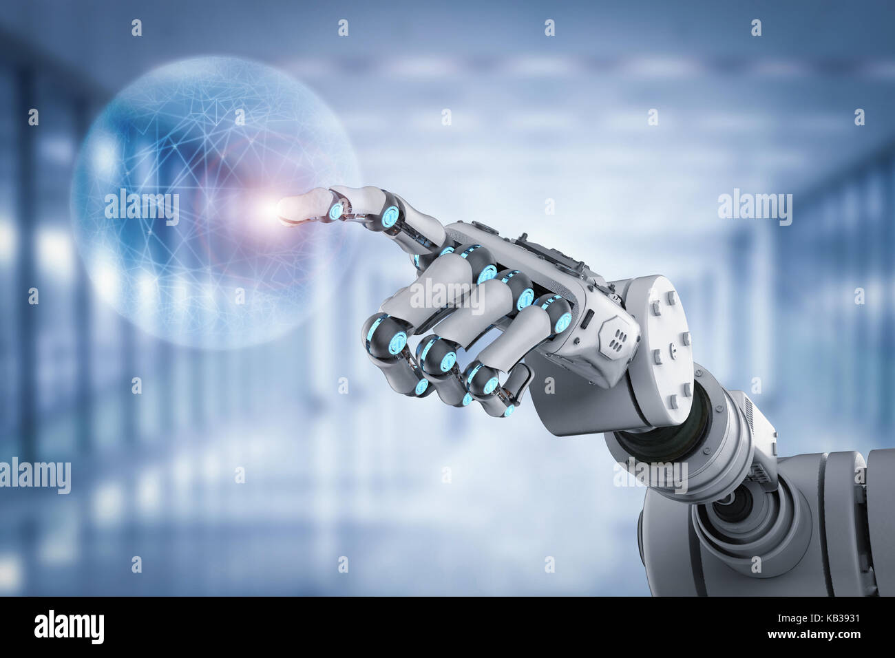 3d rendering robot working with virtual display Stock Photo - Alamy