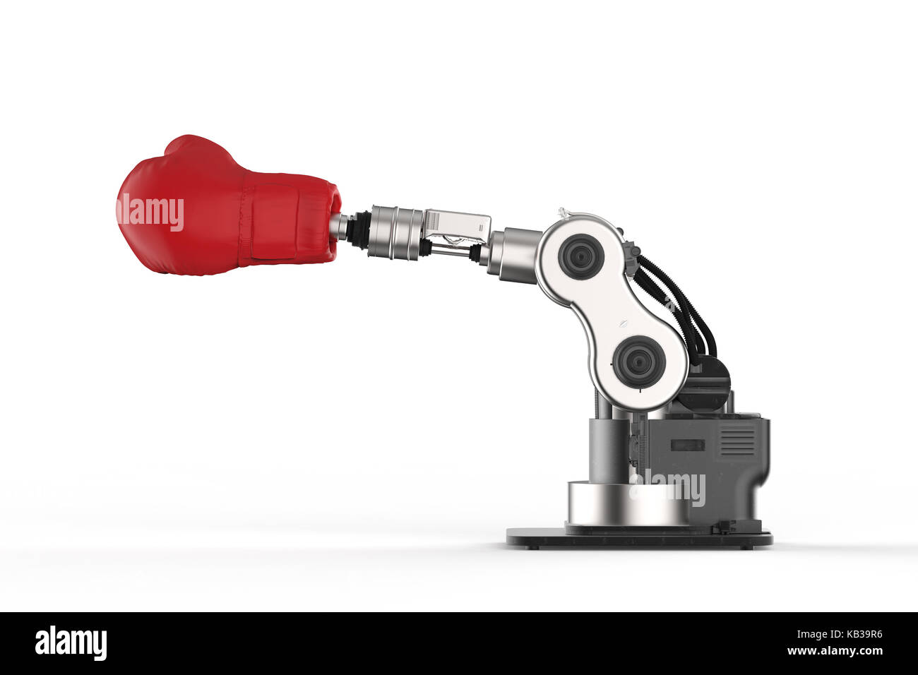 3d rendering robot arm is wearing red boxing gloves Stock Photo - Alamy