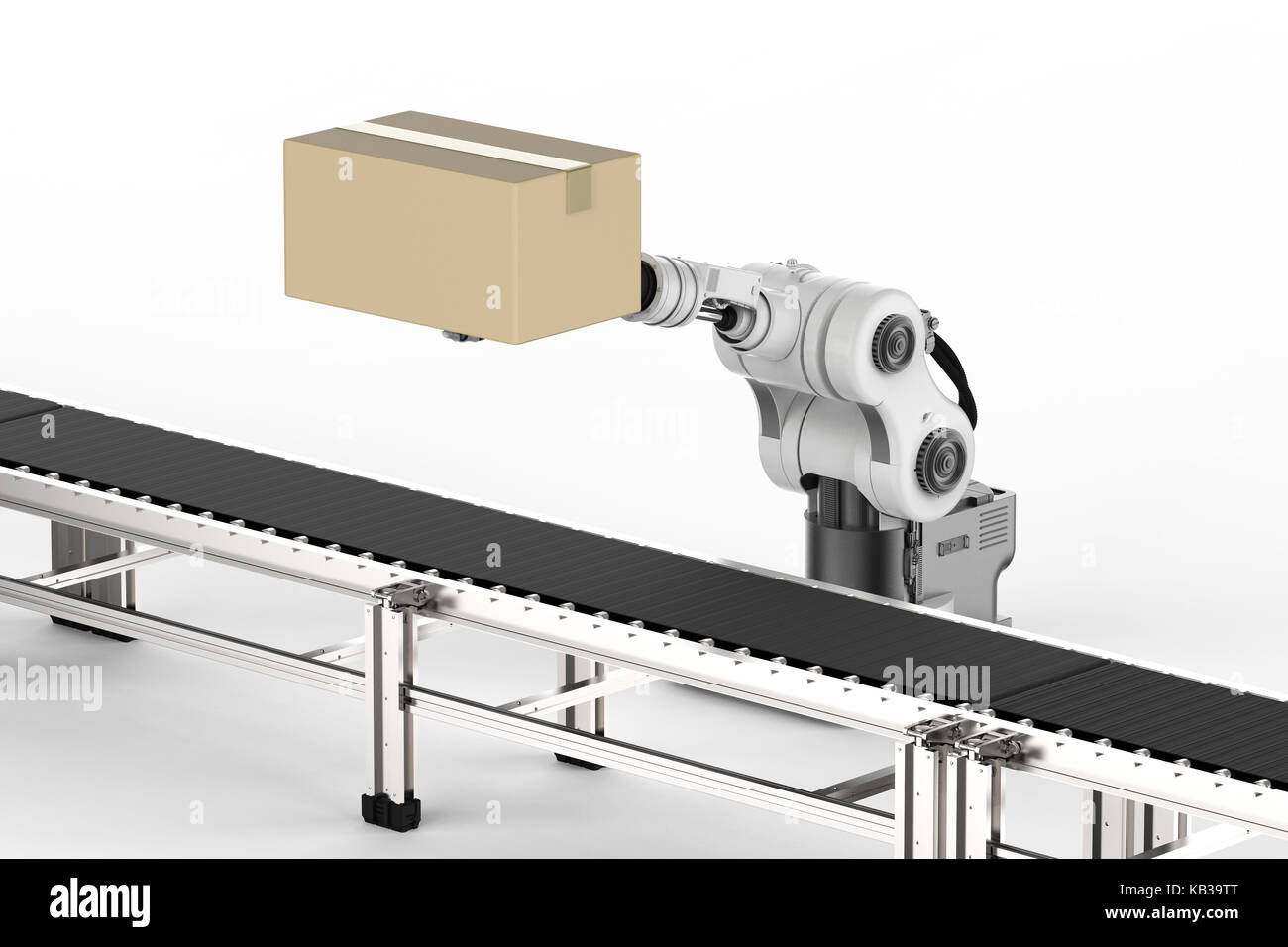 3d rendering robot arm working with cardboard box Stock Photo - Alamy