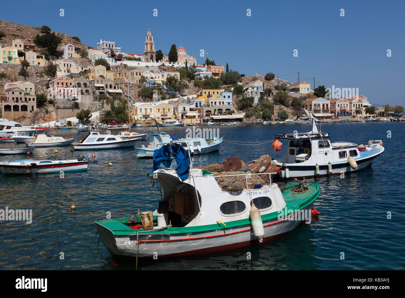 The port of Symi, on Symi island near to Rhodes in Greece Stock Photo ...