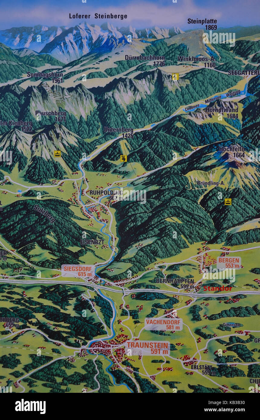 Germany, Bavaria, Chiemgau, topography card Stock Photo - Alamy