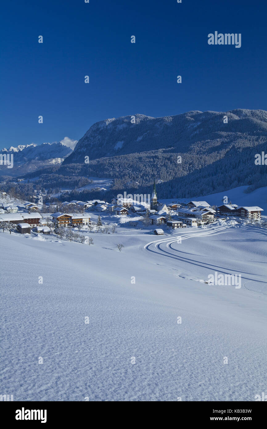 Austria, Tyrol, Thiersee, local overview, winter Stock Photo - Alamy