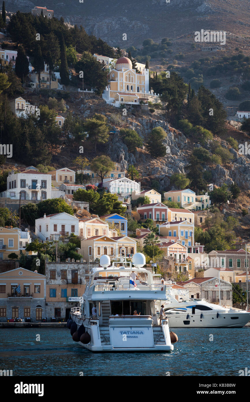 The port of Symi, on Symi island near to Rhodes in Greece Stock Photo ...