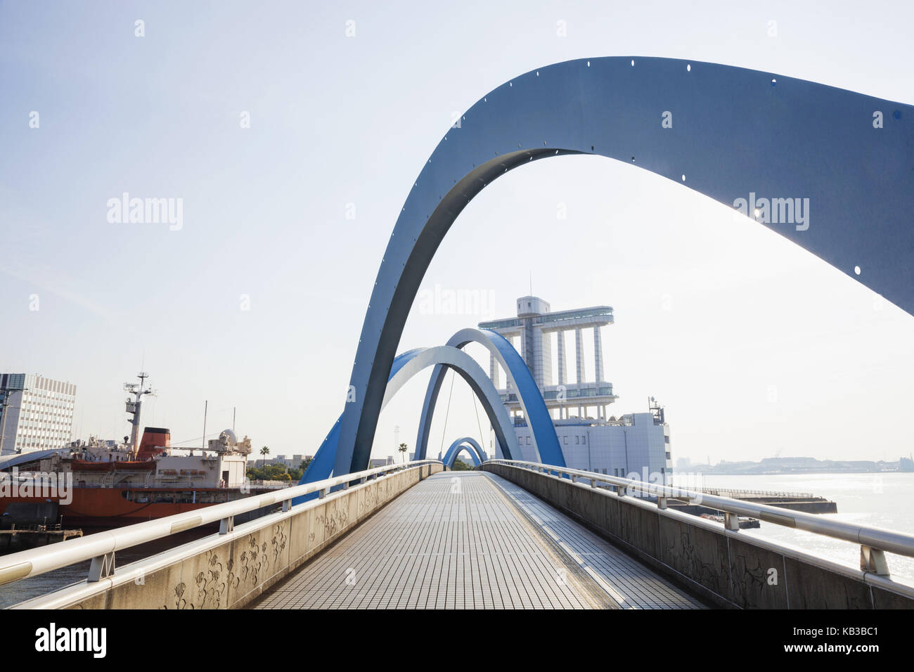 Japan, Honshu, Aichi, Nagoya, harbour, Nagoya port, bridge, port Bridge ...