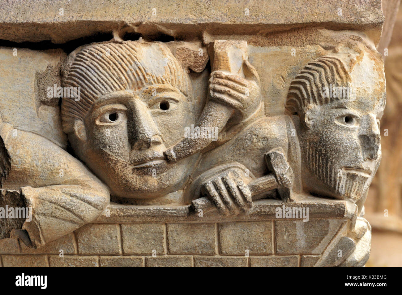 France, Midi-Pyrénées, Romanesque capital of the abbey St. Foy in ...