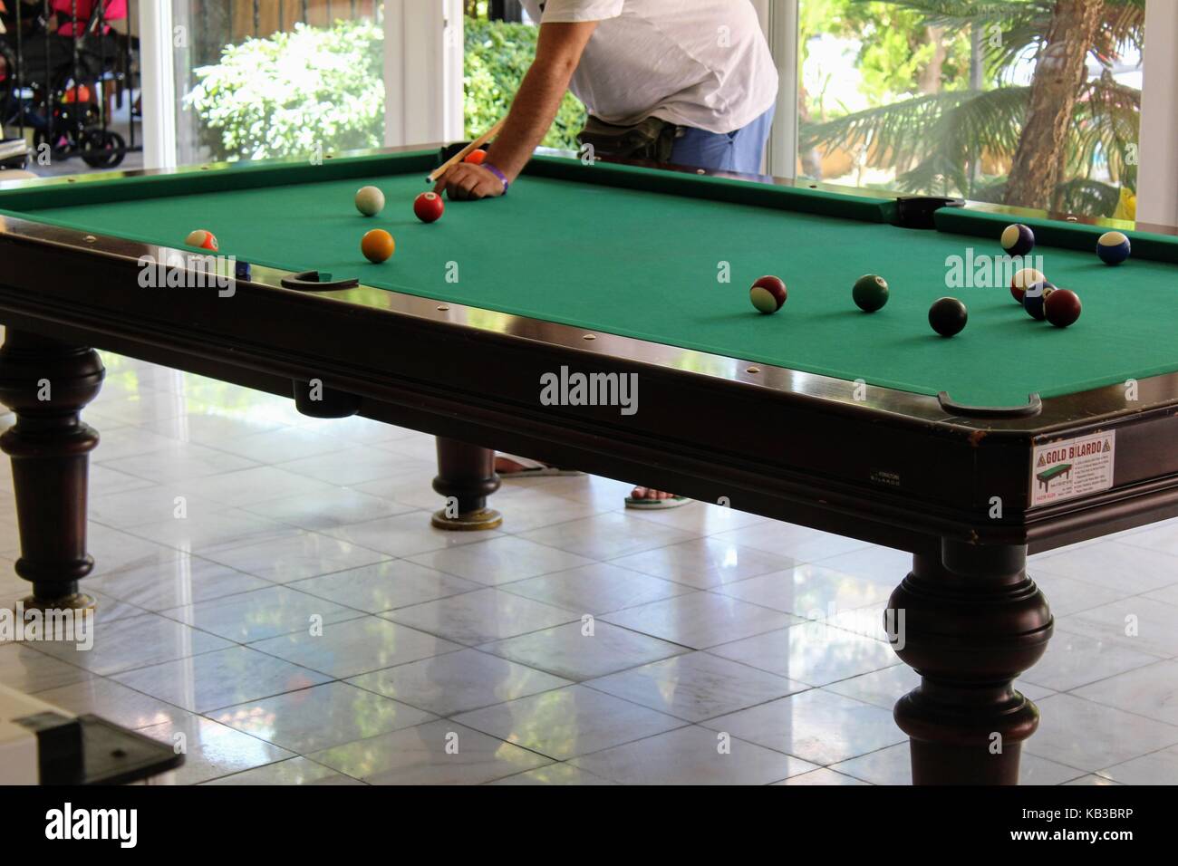 Billiard table in Kleopatra Beach Hotel (Alanya, Turkey Stock Photo - Alamy