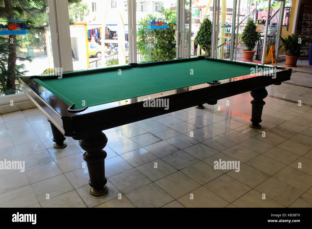 Billiard table in Kleopatra Beach Hotel (Alanya, Turkey Stock Photo - Alamy