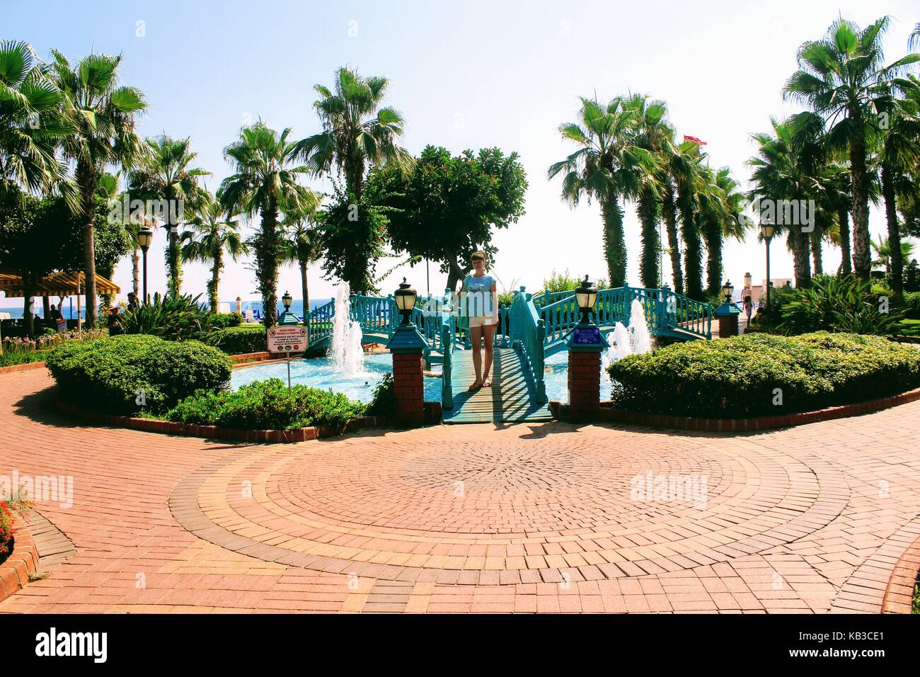 Wooden bridge over swimming pool hi-res stock photography and images ...