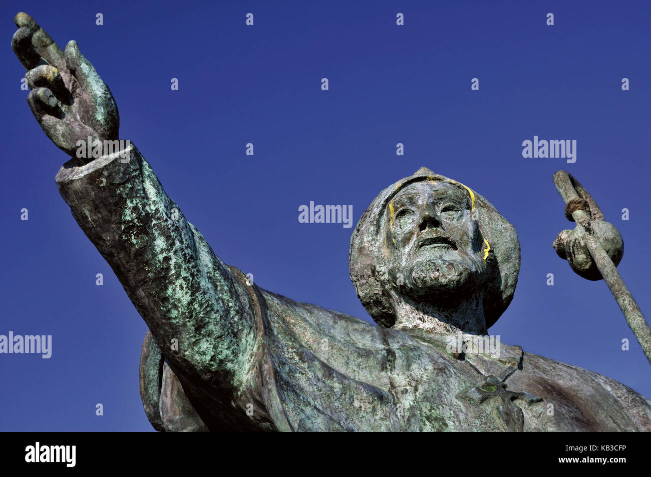 Pilgrims monument in monte do gozo in san marcos hi-res stock ...