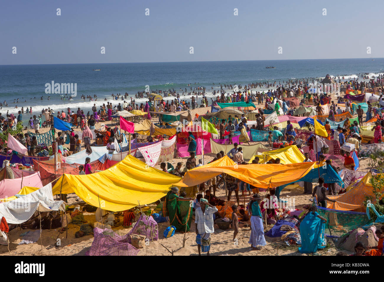 India, Tamil Nadu, Mamallapuram, Masi Magam festival on the beach Stock ...