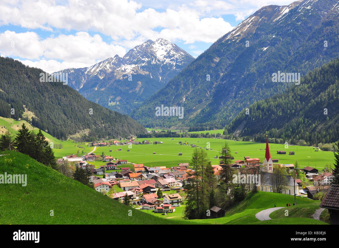 Austria, Tyrol, Lechtal, Holzgau, village view Stock Photo - Alamy