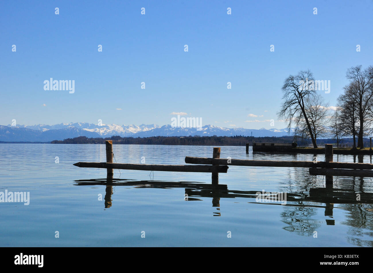 Upper Bavaria, lakeside, alpine range Stock Photo - Alamy