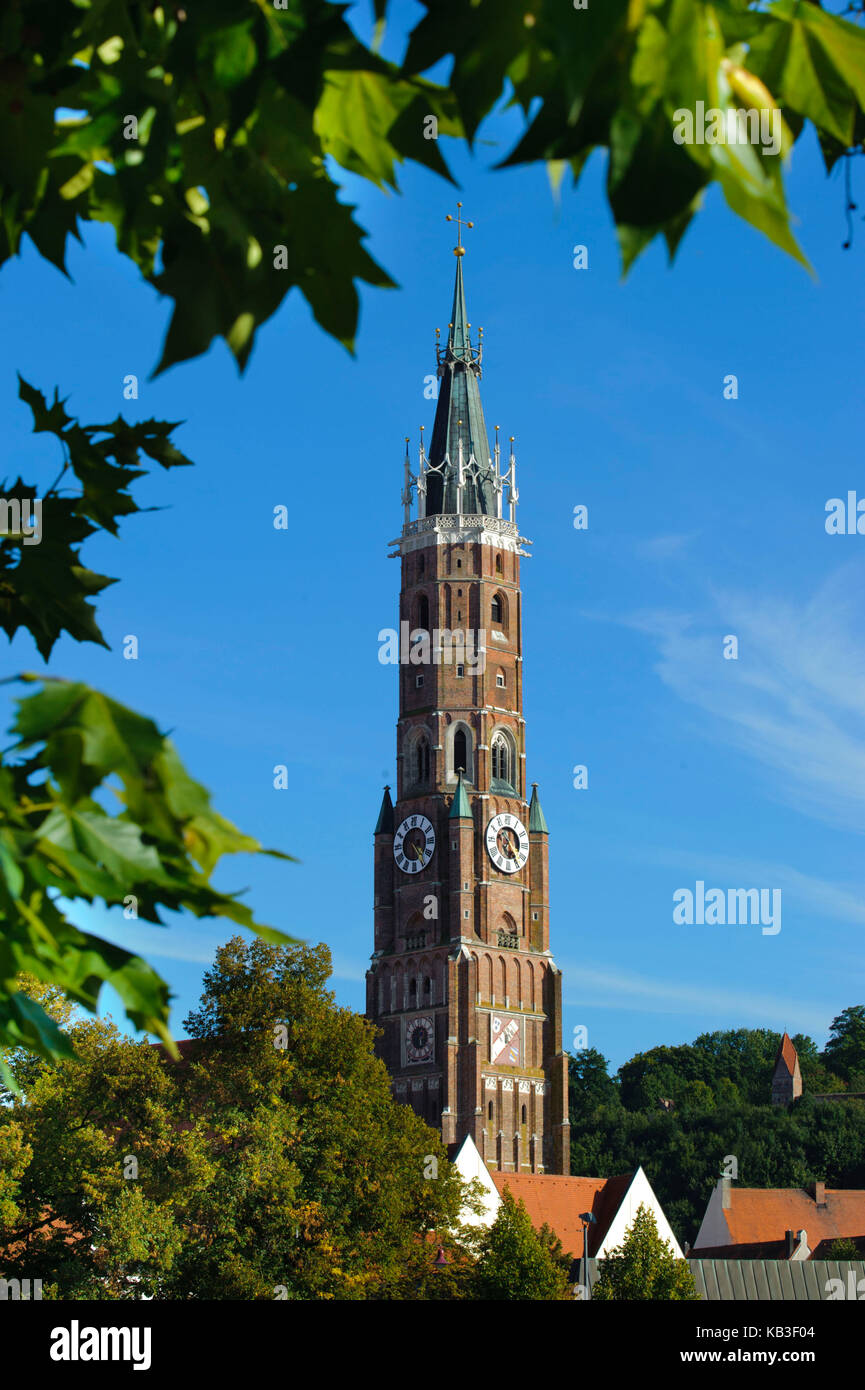 Landshut in Lower Bavaria, tower of the St. Martin's church Stock Photo ...