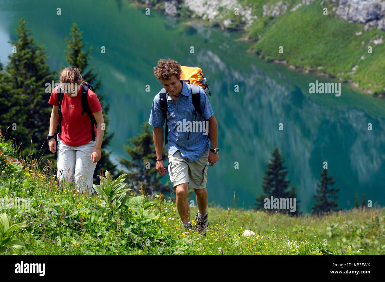 Hiker in the Allgäu alps Stock Photo - Alamy