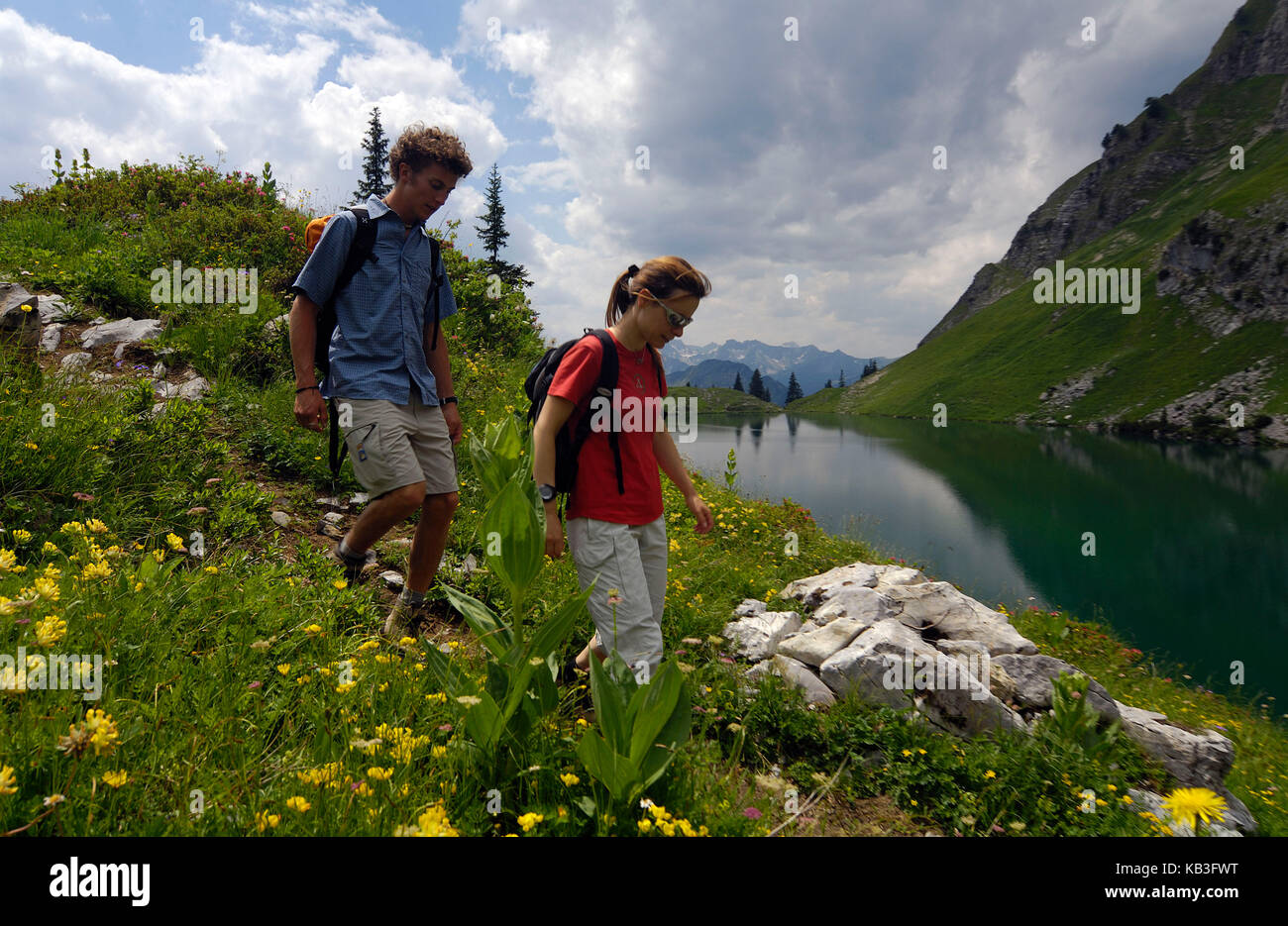 Hiker in the Allgäu alps Stock Photo - Alamy