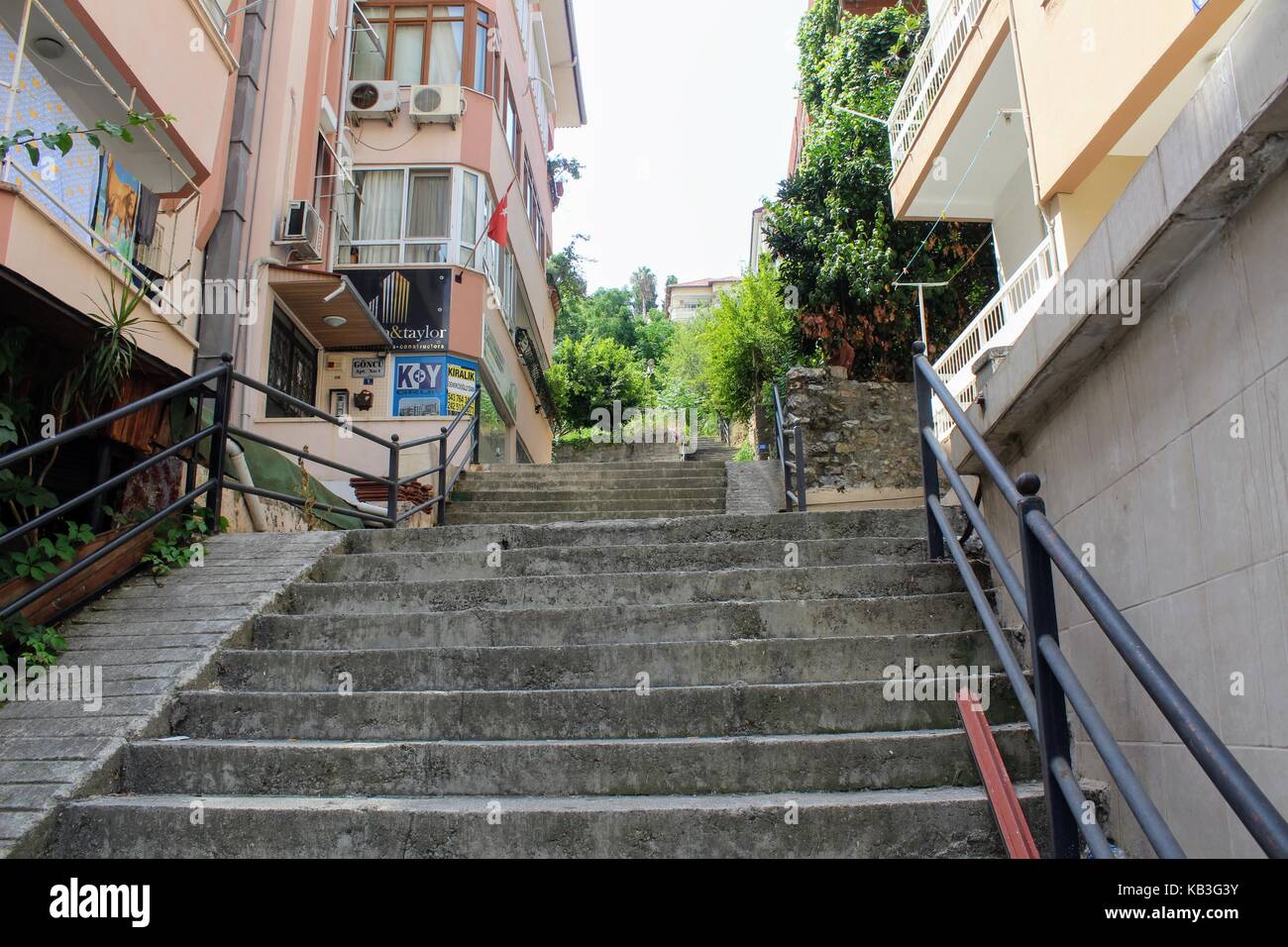 Alanya, Turkey, July 2017: a stone staircase leading uphill Stock Photo ...