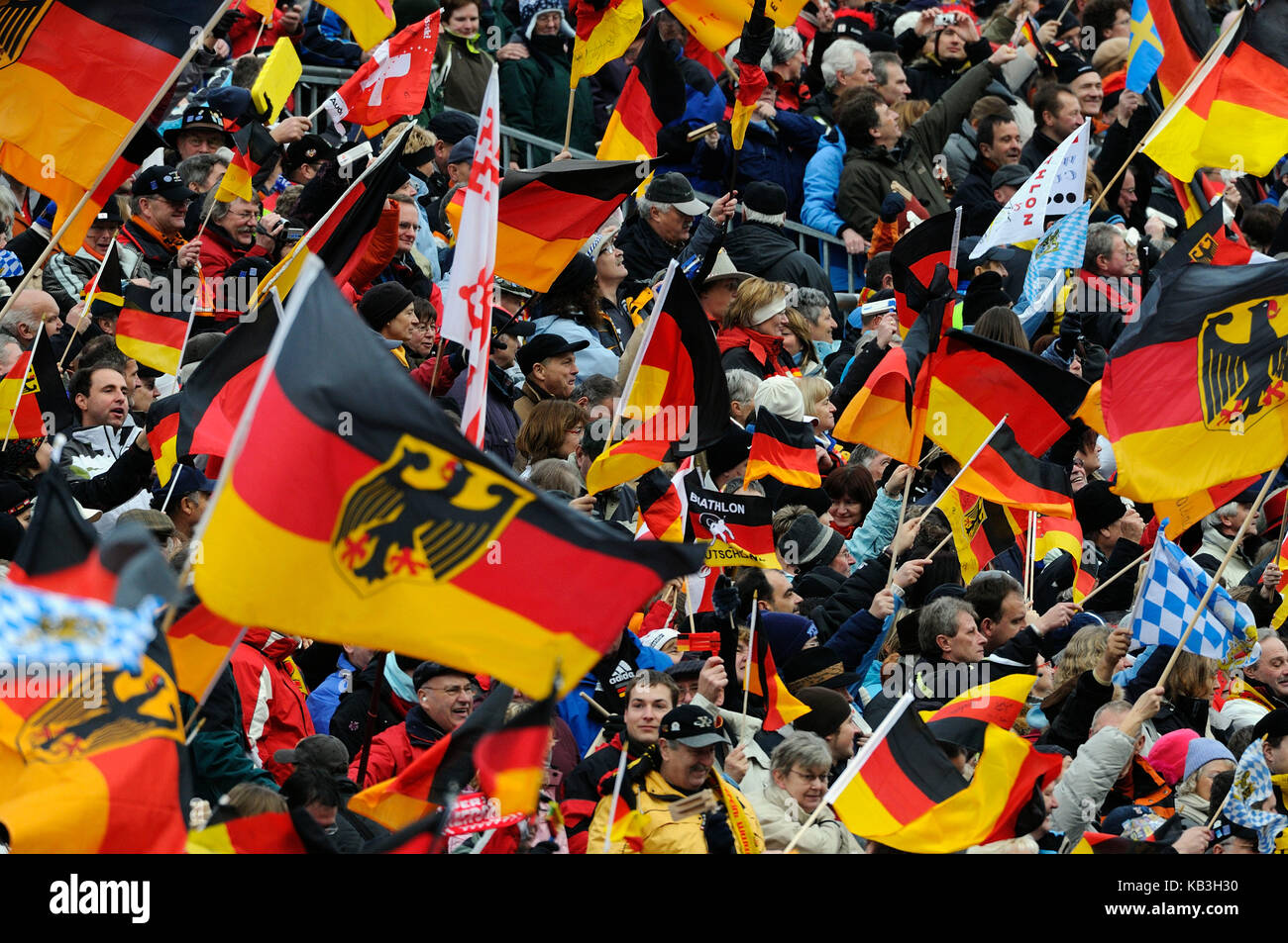 Flags and spectators, biathlon world cup Stock Photo - Alamy