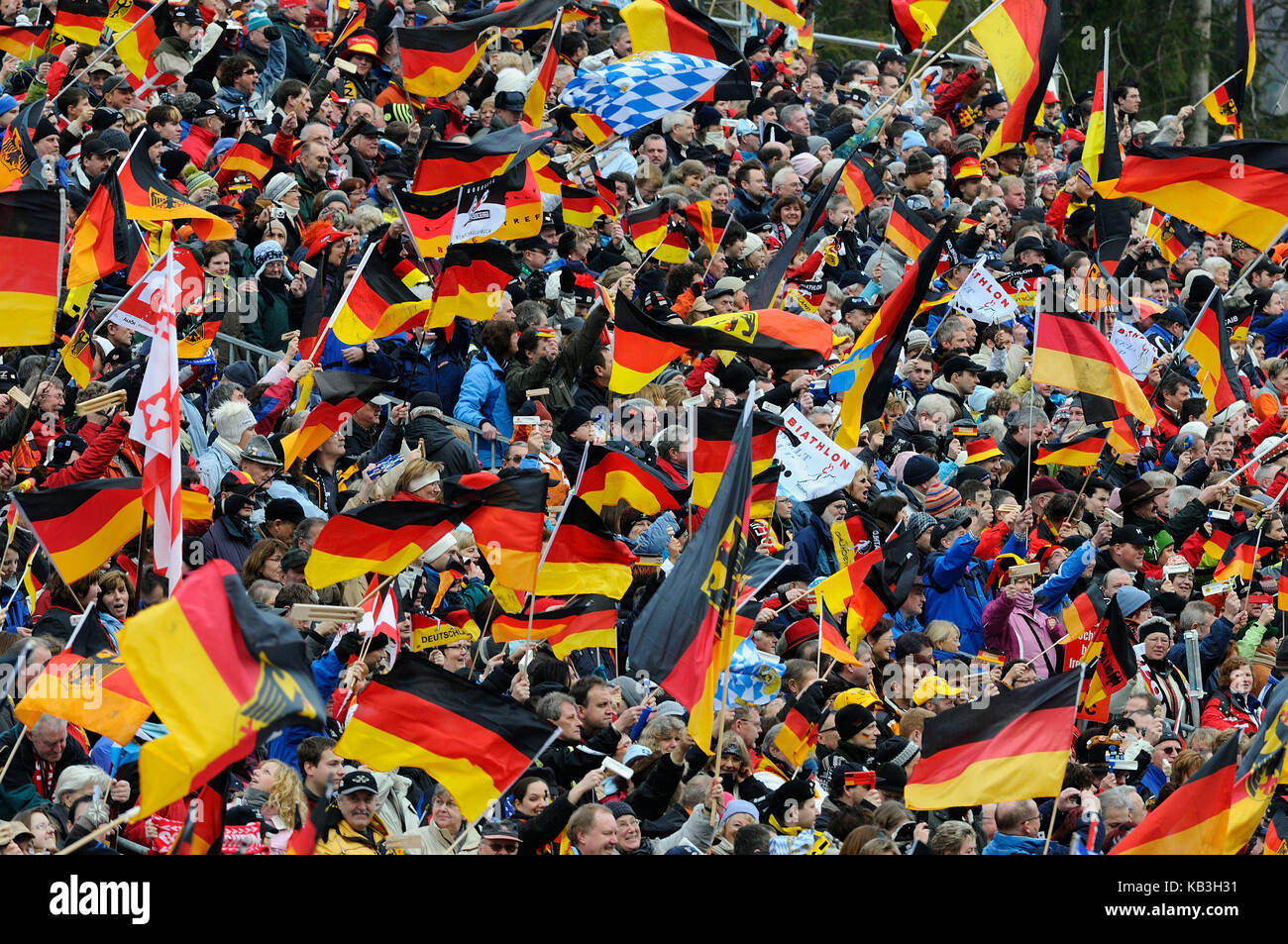 Flags and spectators, biathlon world cup Stock Photo - Alamy