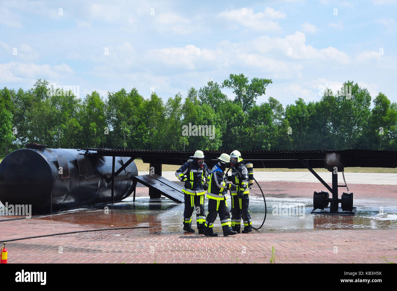 Germany, Munich, airport, fire brigade, exercise, fire fighters, engine ...