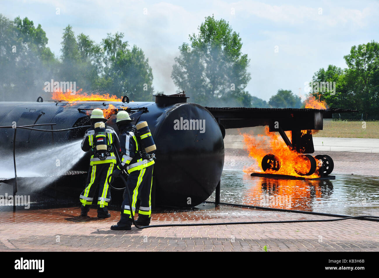 Germany, Munich, airport, fire brigade, exercise, fire fighters, engine ...