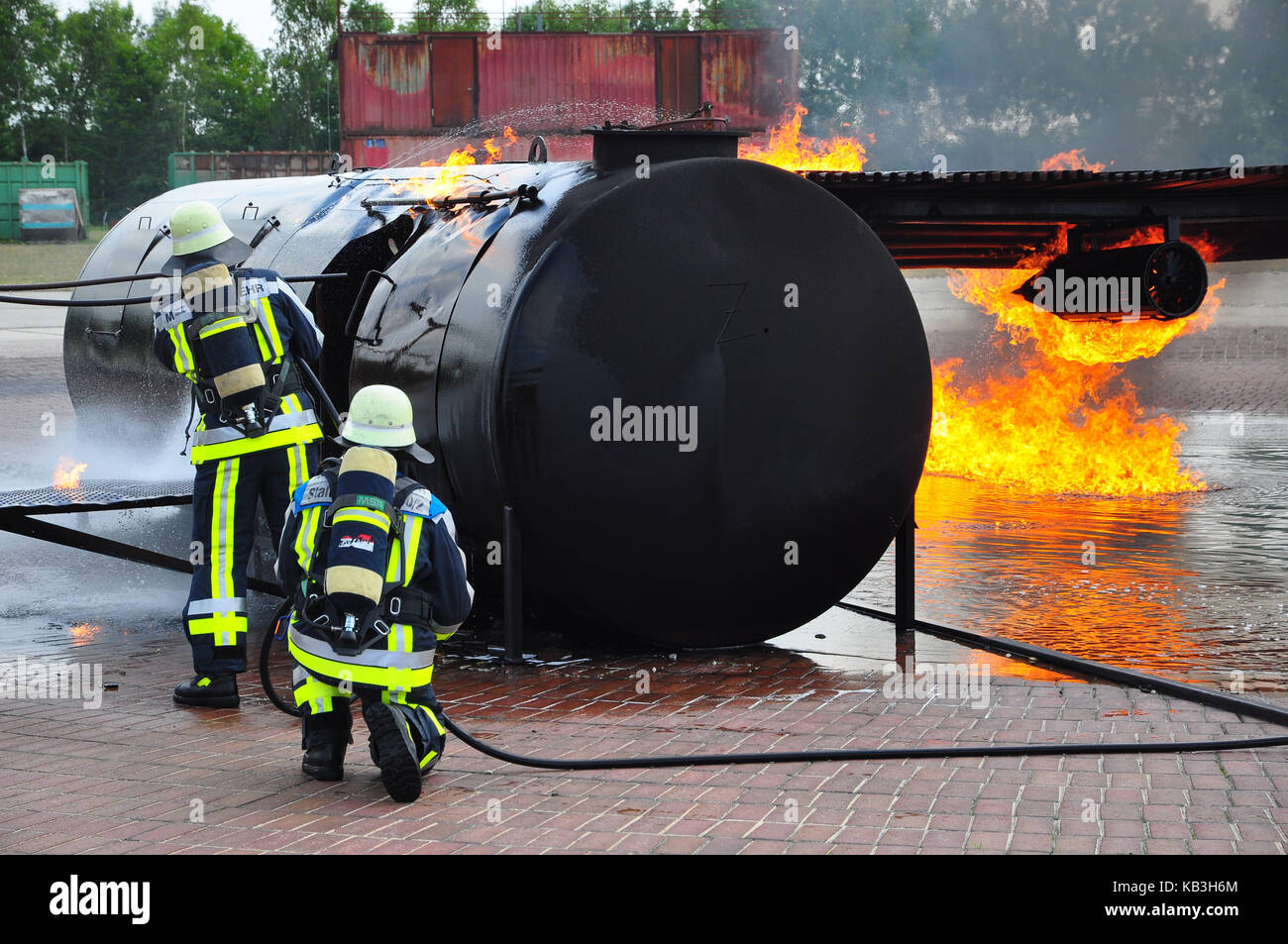 Germany, Munich, airport, fire brigade, exercise, fire fighters, engine ...