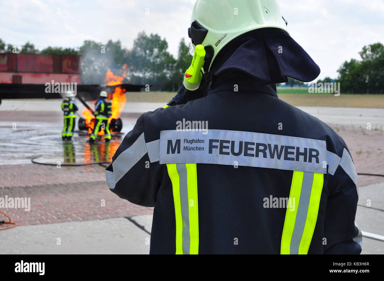 Germany, Munich, airport, fire brigade, exercise, fire fighters, engine ...