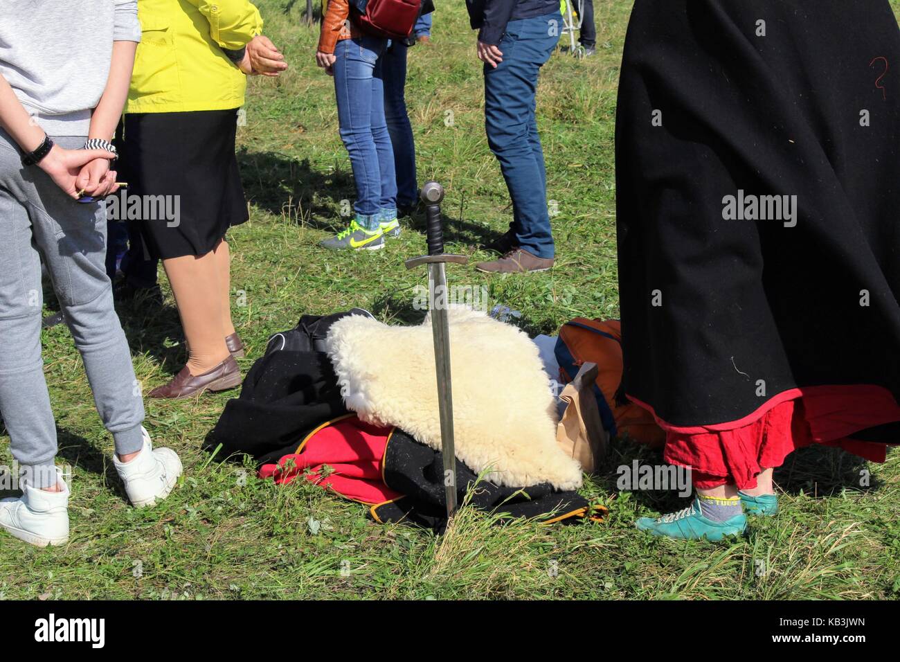 The sword thrust into the ground at the festival of historical ...