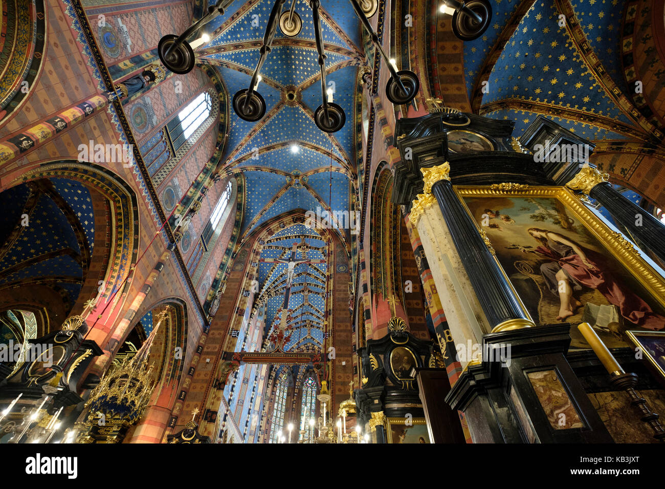 St Mary's Basilica interior, Krakow, Poland, Europe Stock Photo - Alamy
