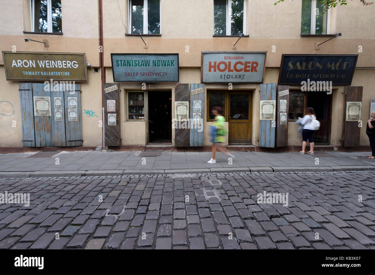 Szeroka street in Kazimierz, the former jewish quarter of Krakow ...