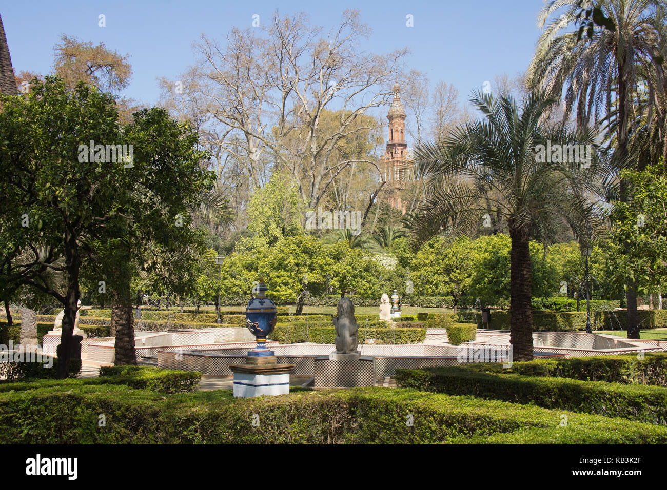 View on Park Maria Luisa in Seville, Spain Stock Photo - Alamy
