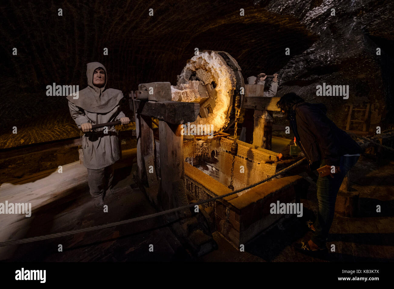 Model figures of miners at the Wieliczka Salt Mine, Poland, Europe ...