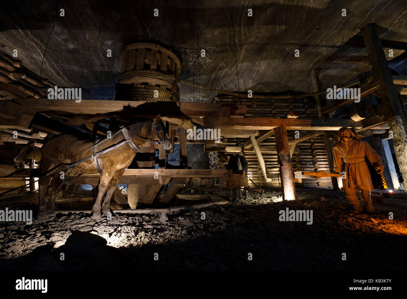 Model figures of miners at the Wieliczka Salt Mine, Poland, Europe ...
