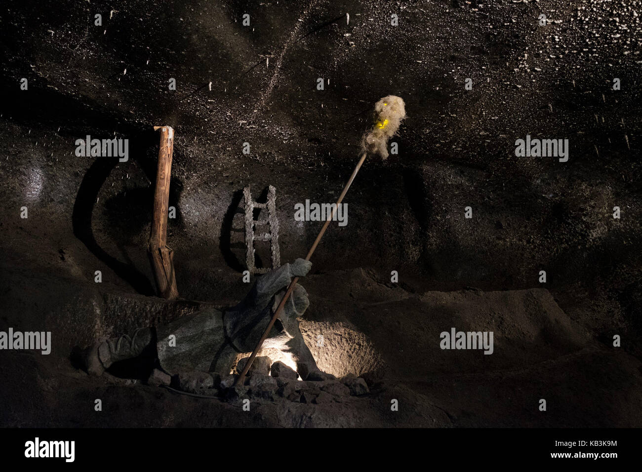 Model figures of miners at the Wieliczka Salt Mine, Poland, Europe ...