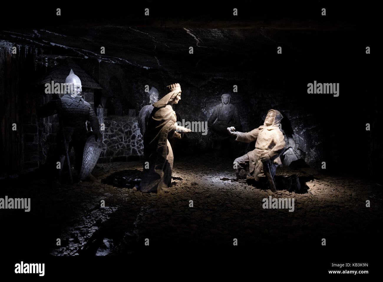 Statues carved in salt by miners at the Wieliczka Salt Mine, Poland ...