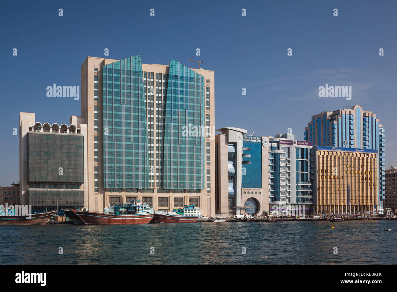 UAE, Dubai, Deira, waterfront buildings by Dubai Creek Stock Photo - Alamy