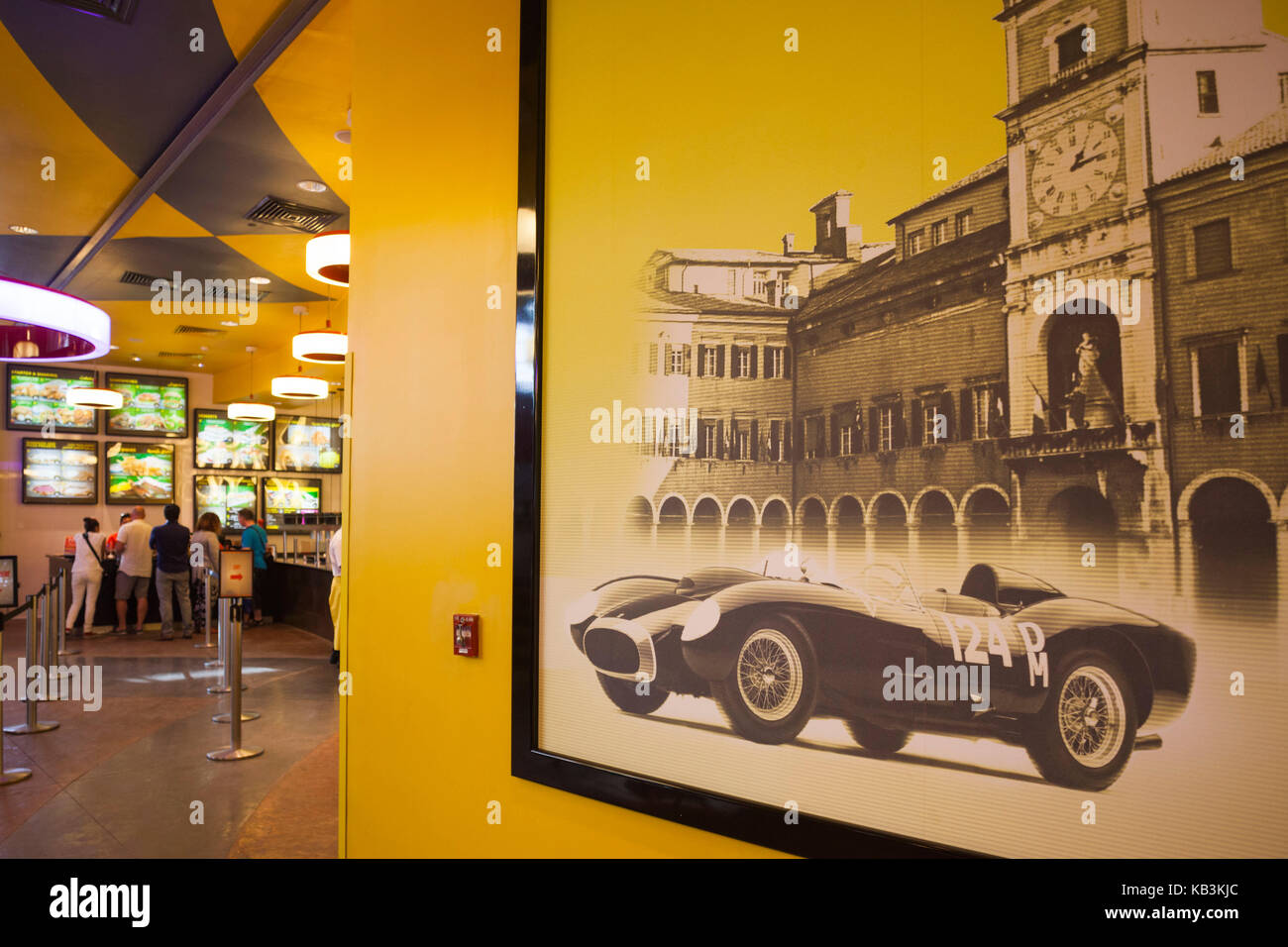 UAE, Abu Dhabi, Yas Island, Ferrari World Amusement Park, park cafe ...