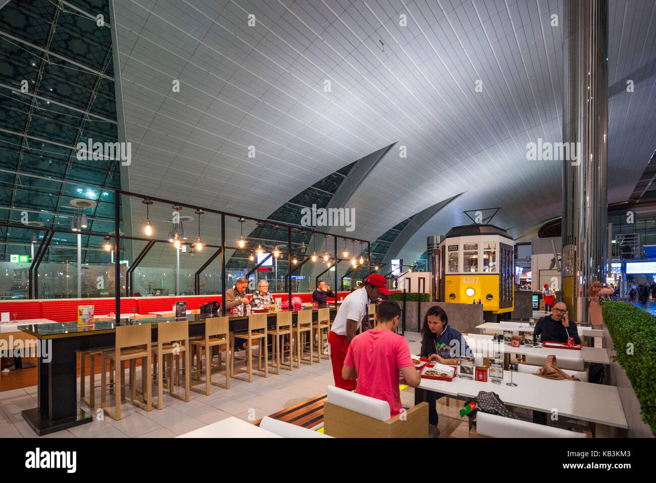 UAE, Dubai, Dubai International Airport, Terminal 3, airport cafe Stock ...
