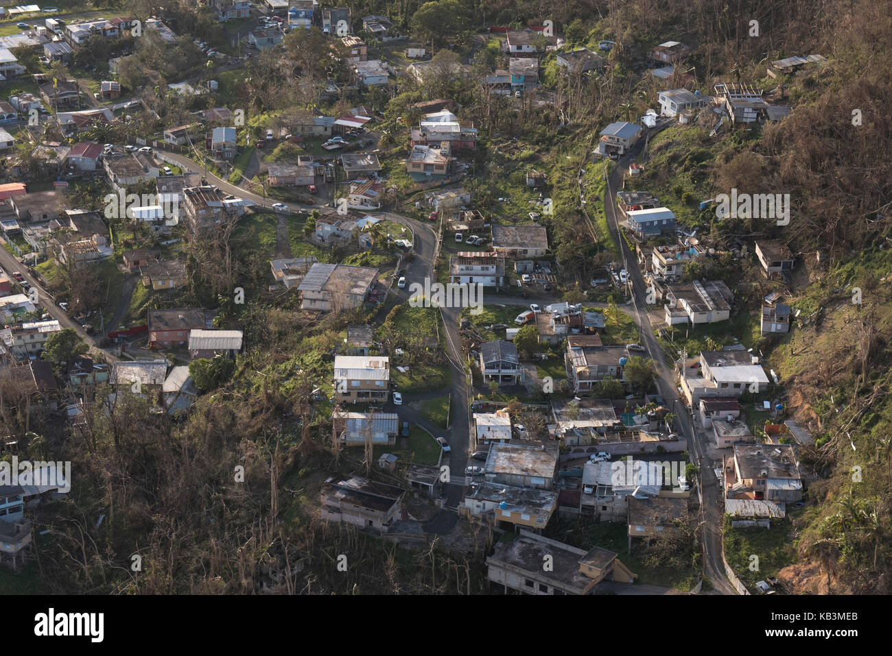 Aerial view shows devastation to Puerto Rico, Sept 25, 2017 after ...