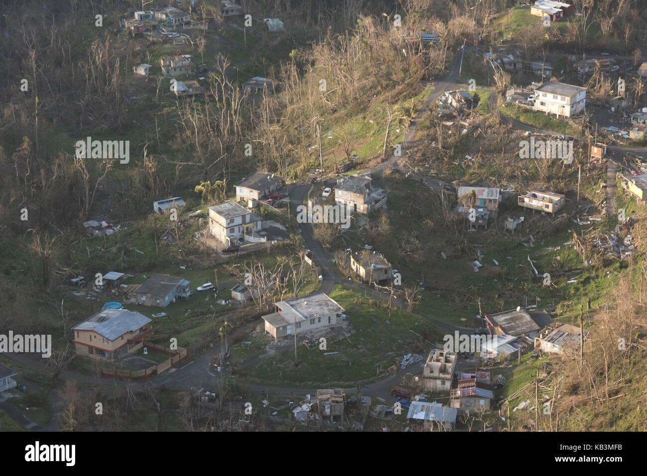 Aerial view shows devastation to Puerto Rico, Sept 25, 2017 after ...