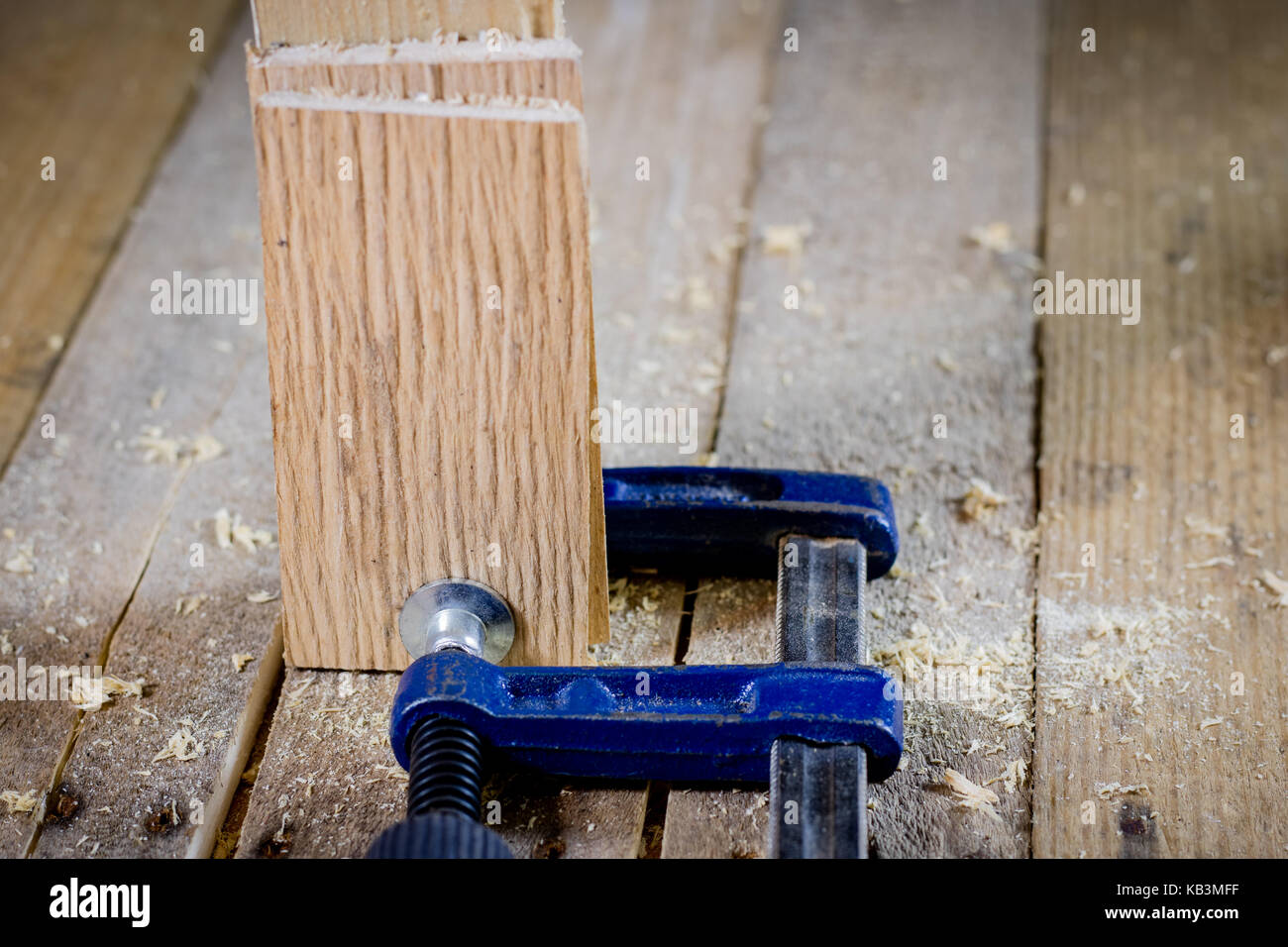 Old good carpentry, tools drill bit. Wooden carpentry table and old ...