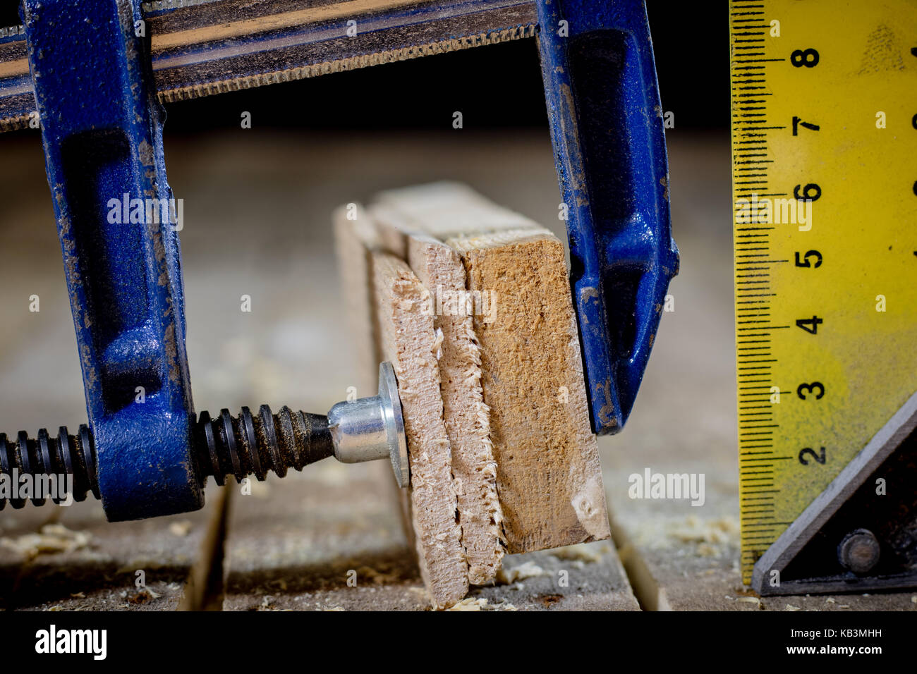 Old good carpentry, tools drill bit. Wooden carpentry table and old ...