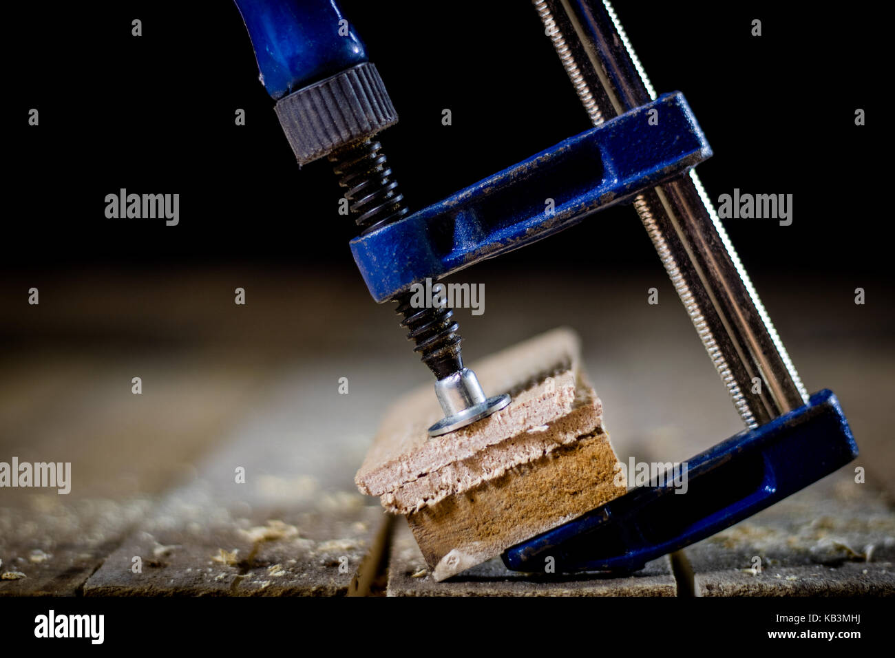 Old good carpentry, tools drill bit. Wooden carpentry table and old ...