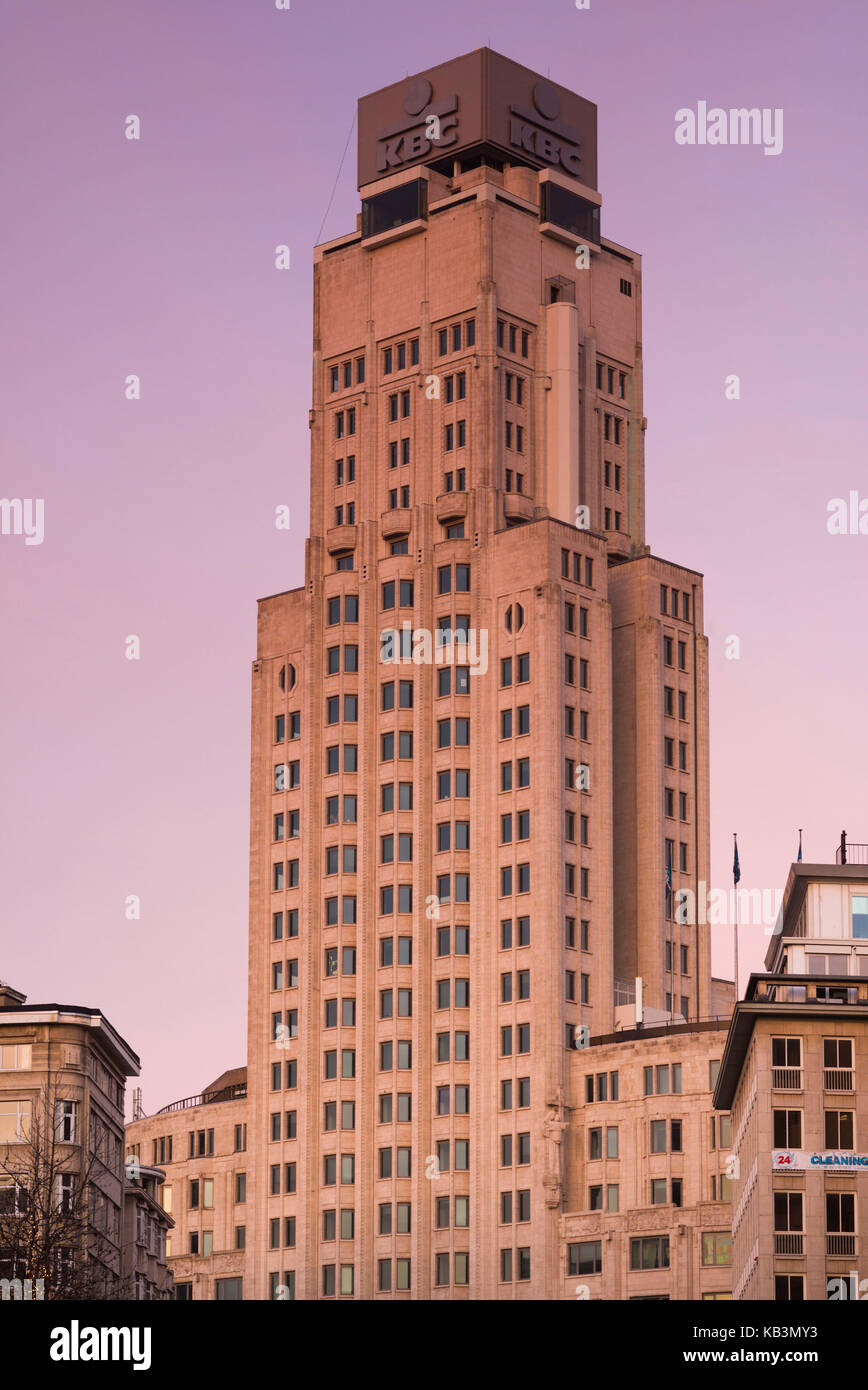 Belgium, Antwerp, KBC Tower or Boerentoren, art-deco skyscraper built ...