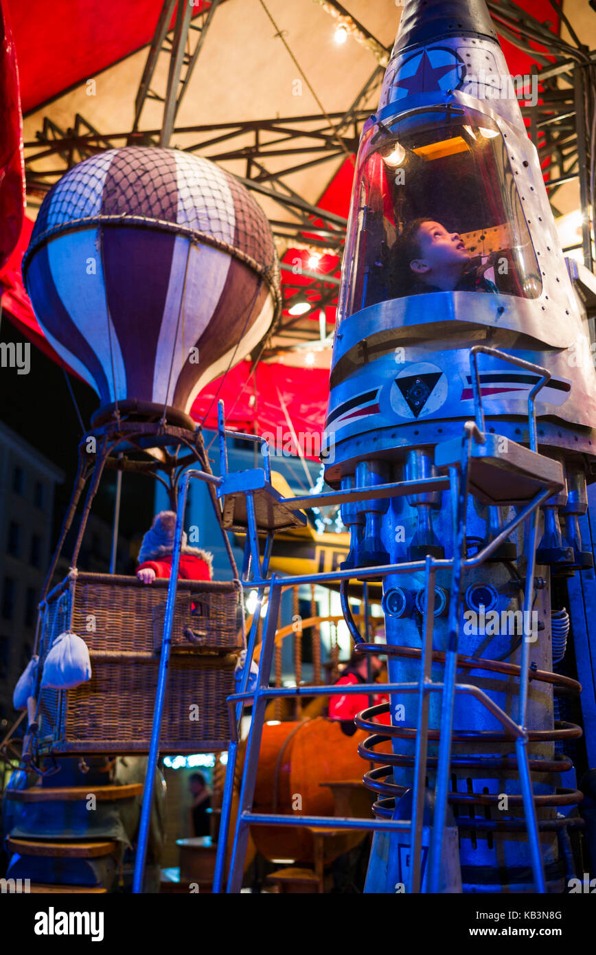 Belgium, Brussels, Place Ste-Catherine, Christmas Market, carousel ...