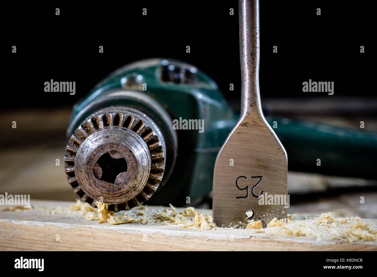 Old good carpentry, tools drill bit. Wooden carpentry table and old ...