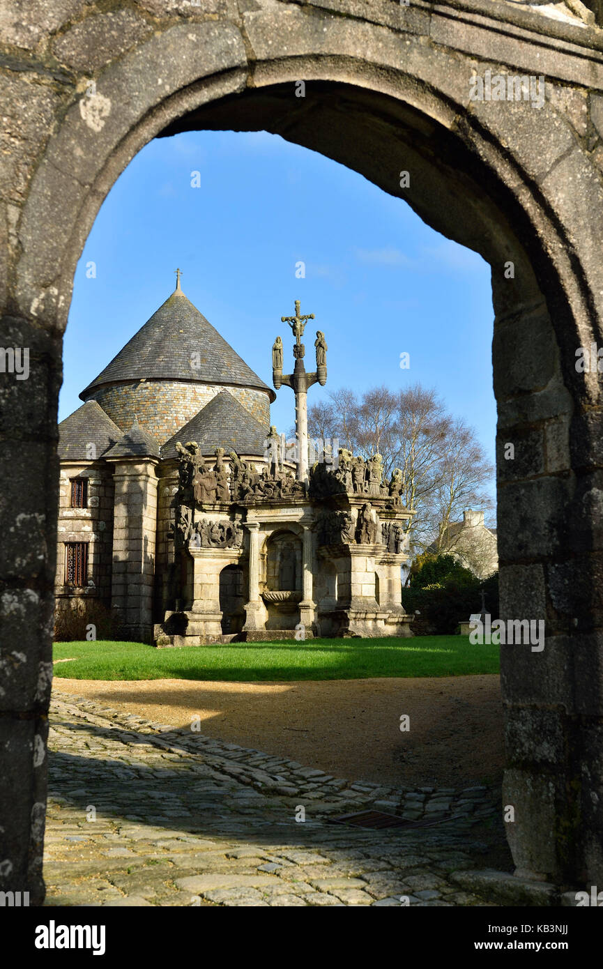 France, Finistere, Guimiliau, parish enclosure, the calvary Stock Photo ...