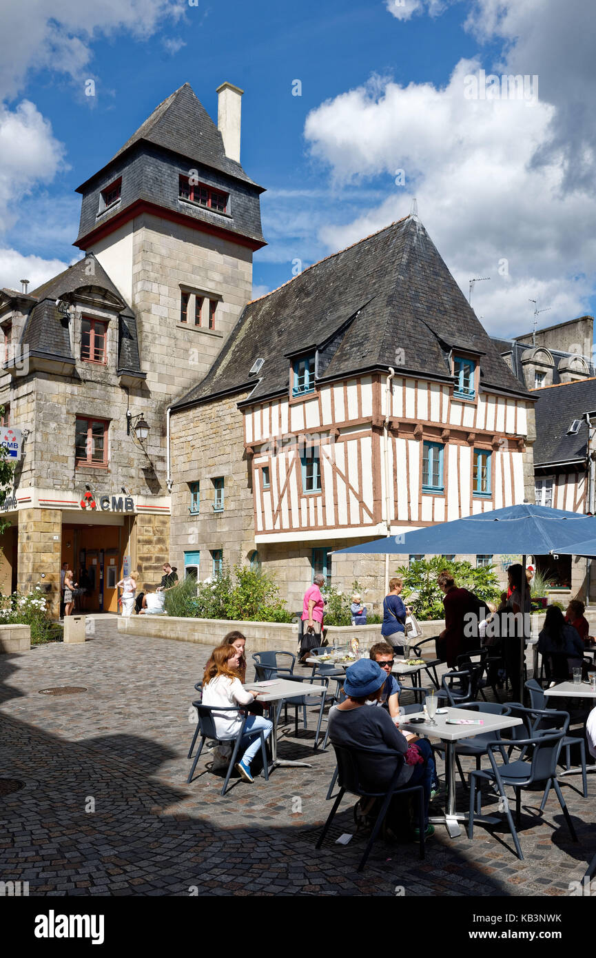 France, Finistere, Quimper, Terre au Duc square, medieval houses Stock ...