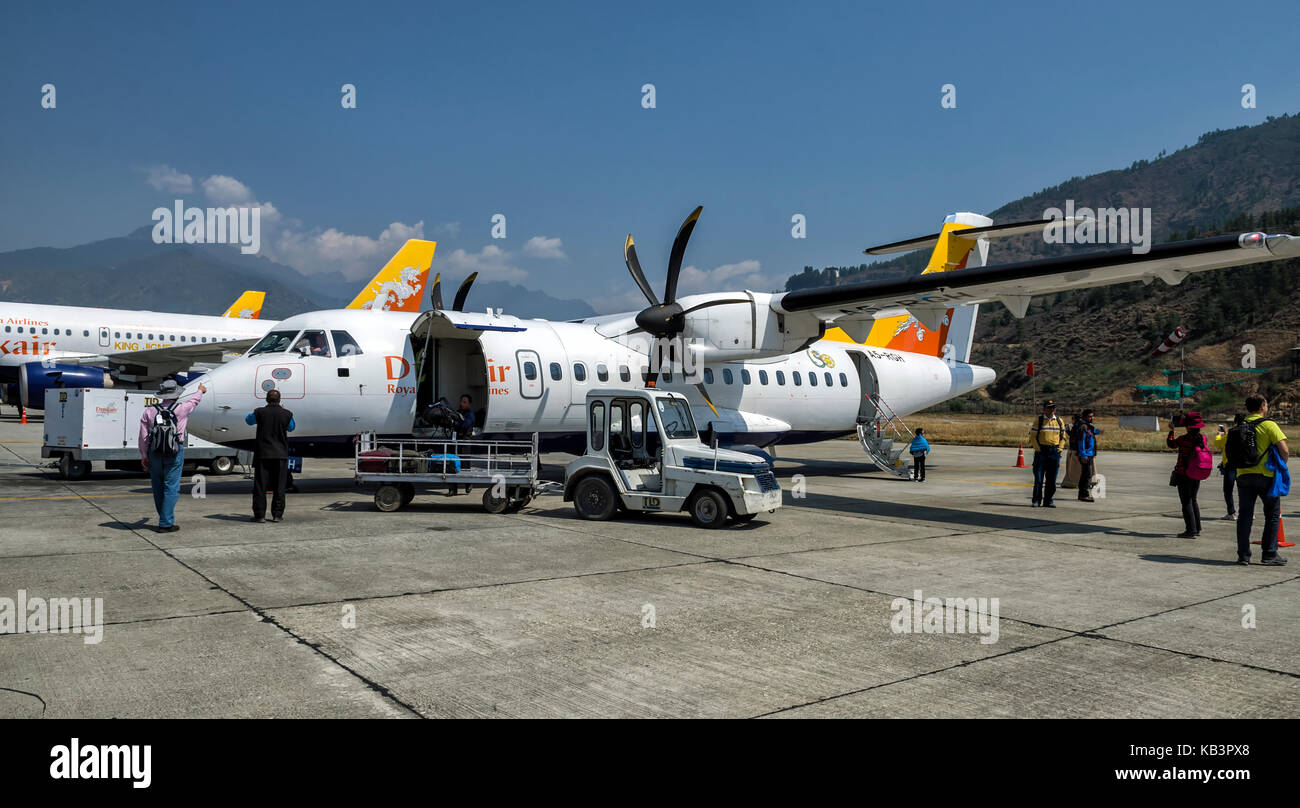 Paro, Bhutan - April 9, 2016: The only international airport of Bhutan ...