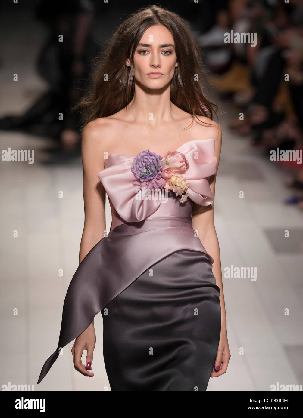 NEW YORK, NY - September 13, 2017: Amanda Googe walks the runway at the ...
